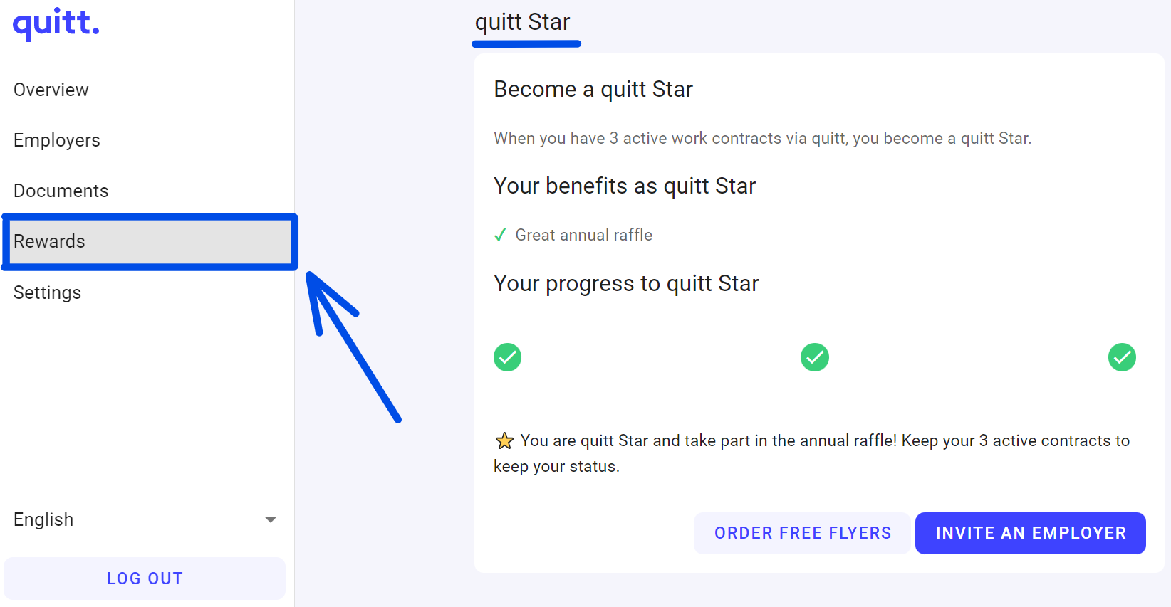 What does the quitt Star status mean? – quitt/en